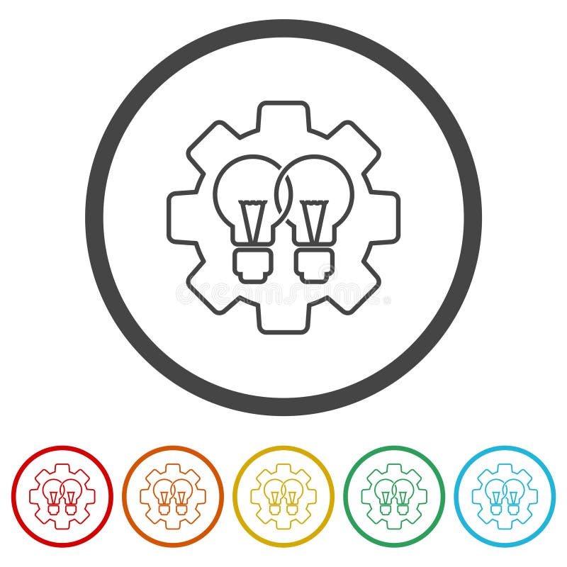 Light Bulb Gear Icon. Set Icons in Color Circle Buttons Stock Vector ... Light Bulb Gear Icon. Set Icons in Color Circle Buttons Stock Vector ...