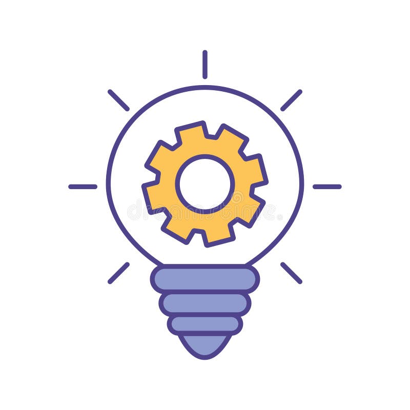 Light Bulb with Gear Line and Fill Style Icon Vector Design Stock ...