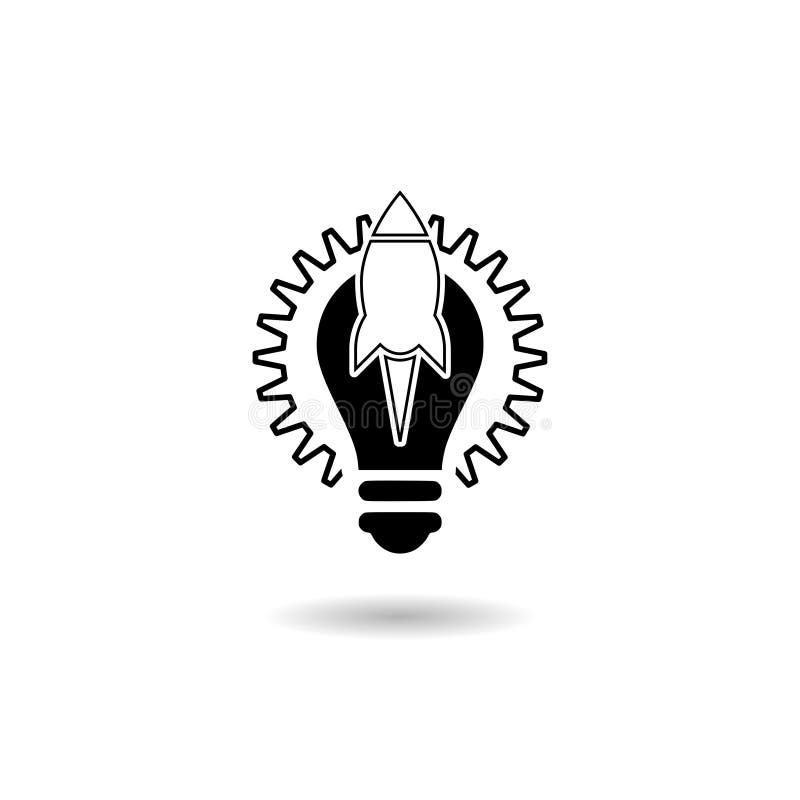 Light Bulb Gear and Rocket Icon Logo with Shadow Stock Vector ...