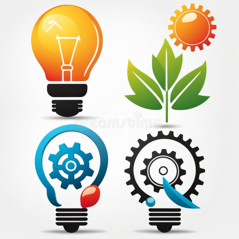 Light Bulb Gear Setlight Set Stock Illustration - Illustration of ...