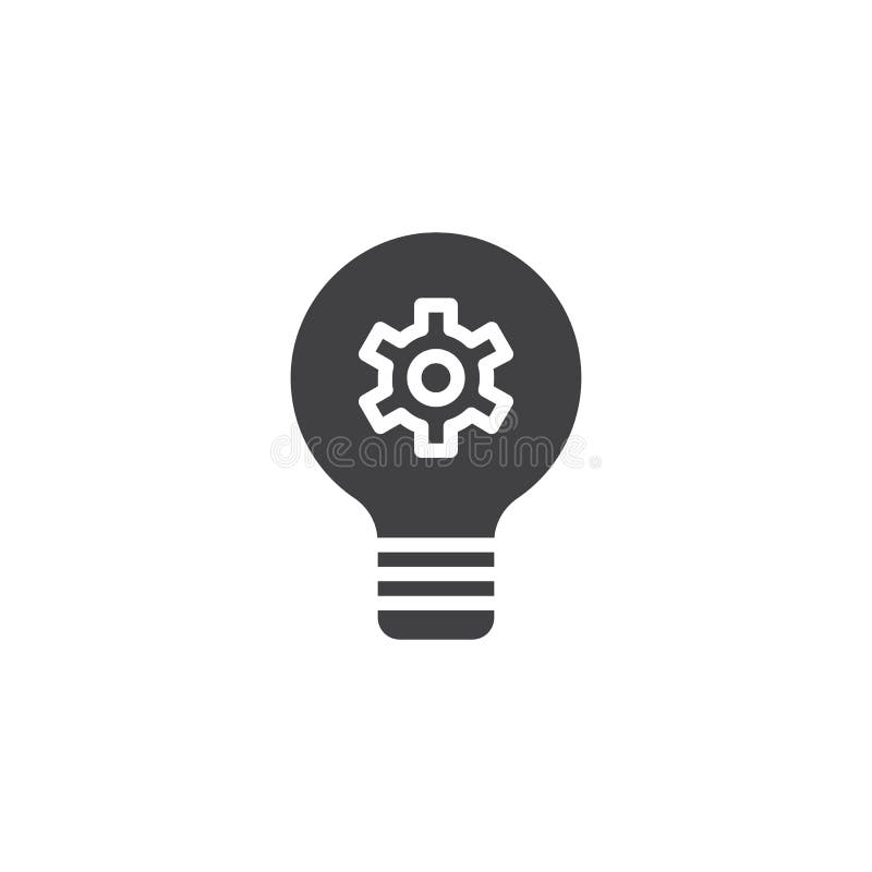 Light Bulb and Gear Vector Icon Stock Vector - Illustration of single ...