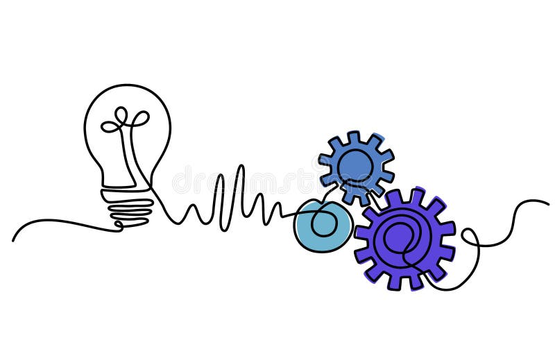 Light Bulb with Gear Wheel Mechanic Line Art. Stock Vector ...