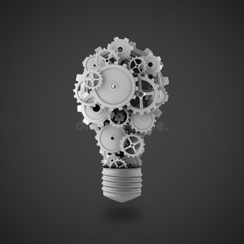 Light bulb with gears stock illustration. Illustration of cogs - 40650294