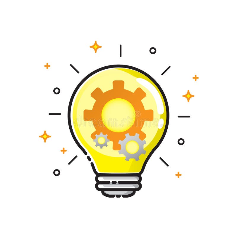 Light Bulb Gears Icon Design, Technology, And Engineering Concept ...