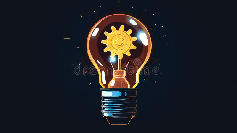 Light Bulb with Gears, Idea Generation Concept, Generative AI. Stock ...