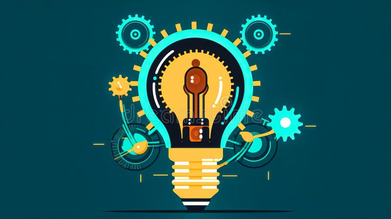 Light Bulb with Gears, Idea Generation Concept, Generative AI. Stock ...