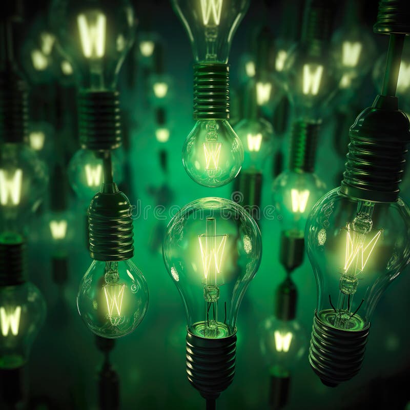 A Background with Green Light Bulbs Generated by Artificial ...