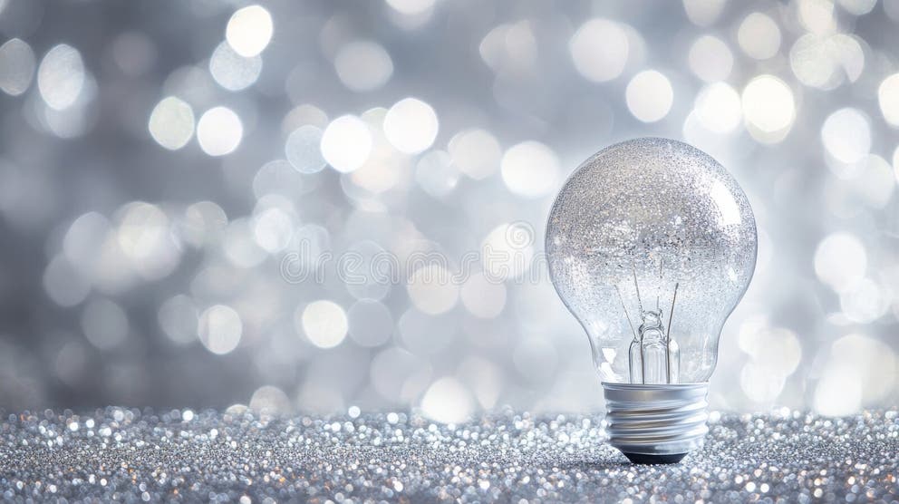 Light Bulb with Glitter Inside Against Sparkling Bokeh Background ...