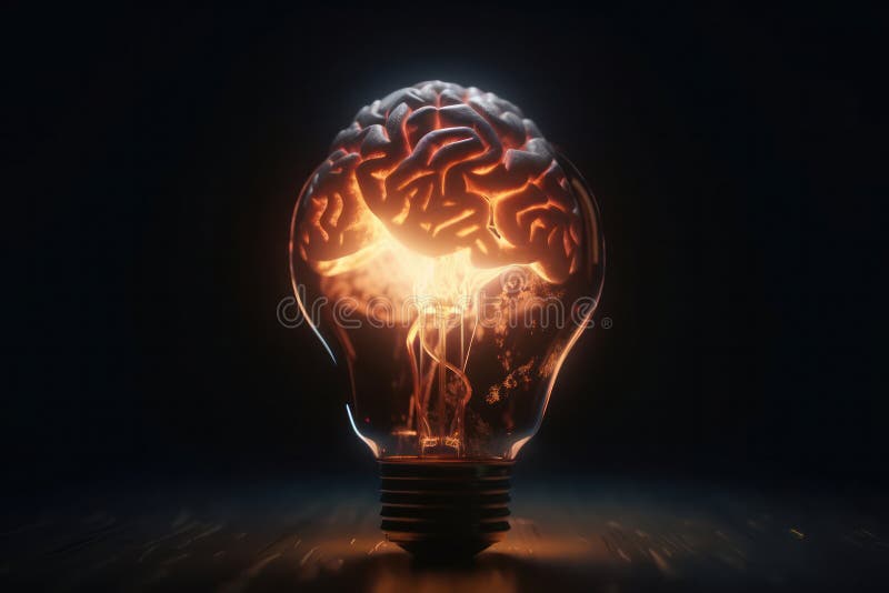 A Light Bulb with a Glowing Brain Inside is a Powerful Visual ...
