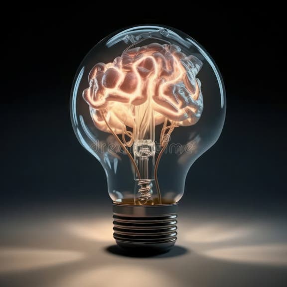 A Light Bulb with a Glowing Brain Inside is a Powerful Visual ...