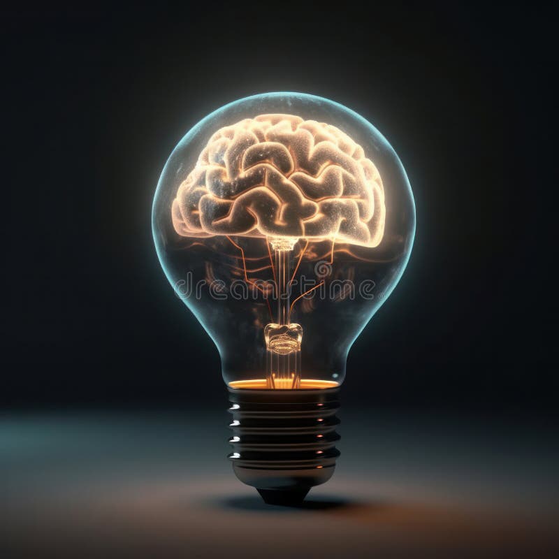 A Light Bulb with a Glowing Brain Inside is a Powerful Visual ...