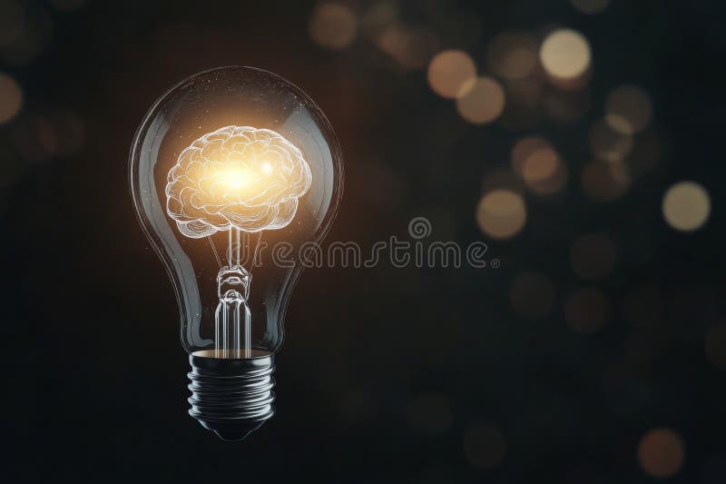Light Bulb with a Glowing Brain Inside Symbolizes Creativity and ...