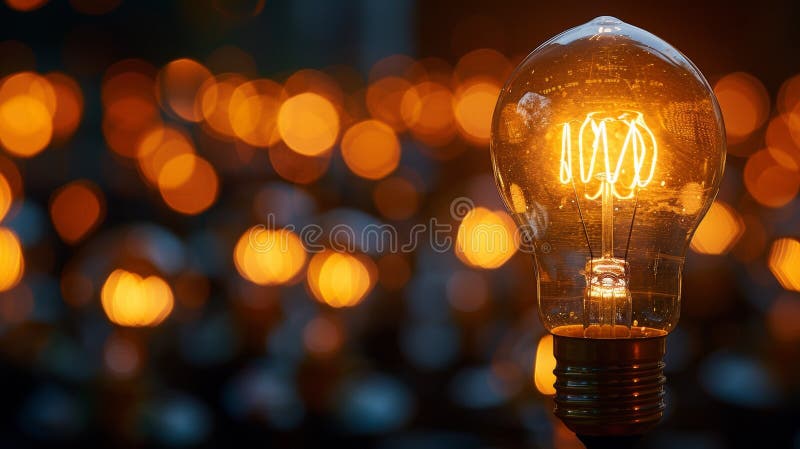 A Light Bulb with a Glowing Filament in the Center of it, AI Stock ...