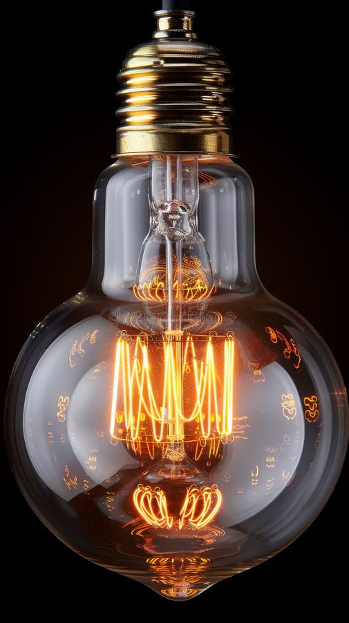 A Light Bulb with a Glowing Filament Inside of it, AI Stock Image ...