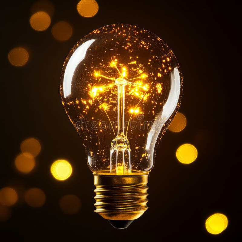 Light Bulb with a Glowing Filament Inside Stock Illustration ...