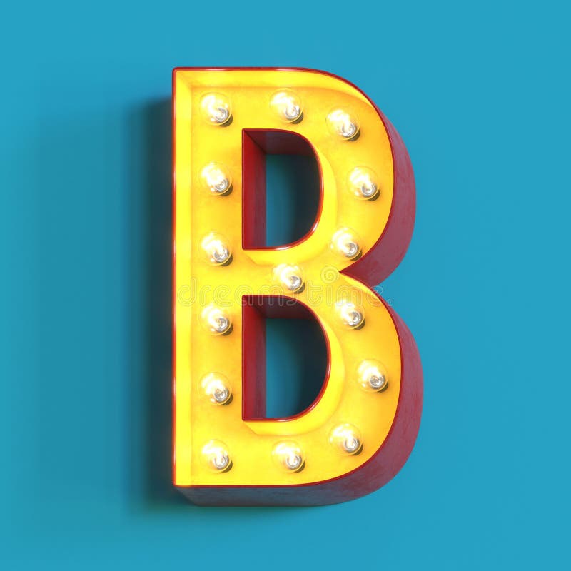 Light Bulb Glowing Font, 3d Alphabet Character, 3d Rendering, Letter B ...