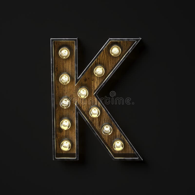 Light Bulb Glowing Letter K 3D Stock Illustration - Illustration of ...