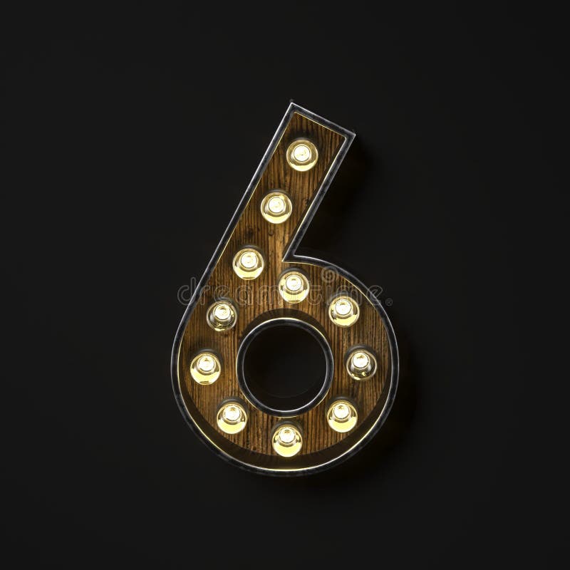 Light Bulb Glowing Number 6 SIX 3D Stock Illustration - Illustration of ...
