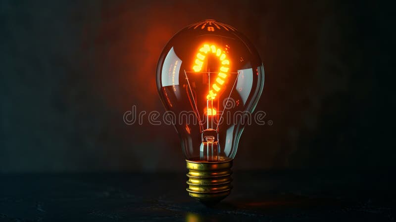 Light Bulb with Dim Light Inside of it on White Surface. Generative AI ...