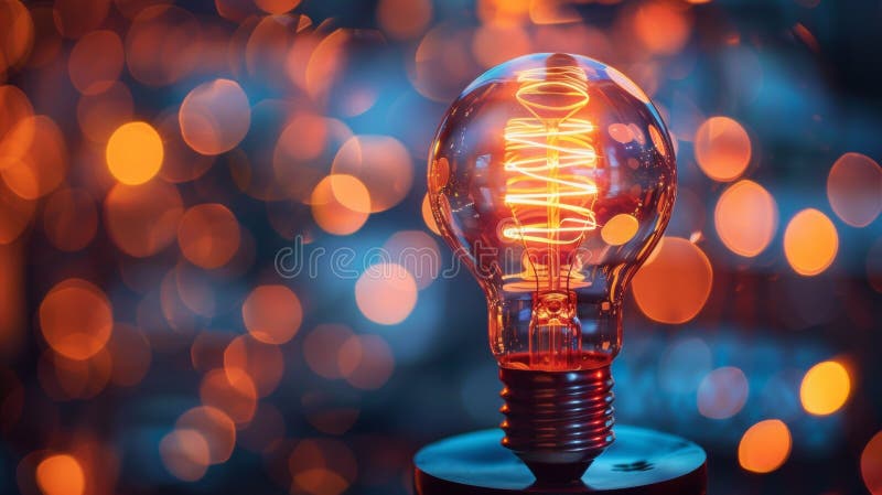 A Light Bulb with a Glowing Orange Glow Sitting on Top of Something, AI ...