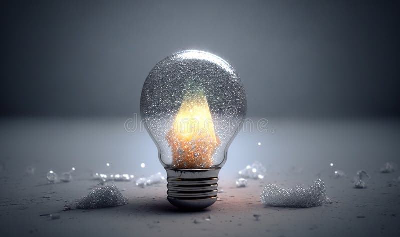 A Light Bulb with a Glowing Orange Light Inside of it Stock ...