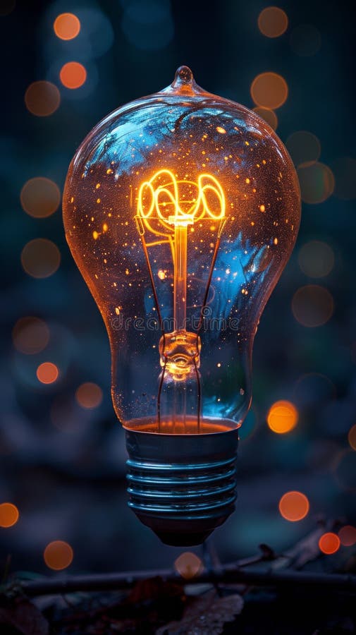 A Light Bulb with a Glowing Ring Around it in the Dark, AI Stock Photo ...
