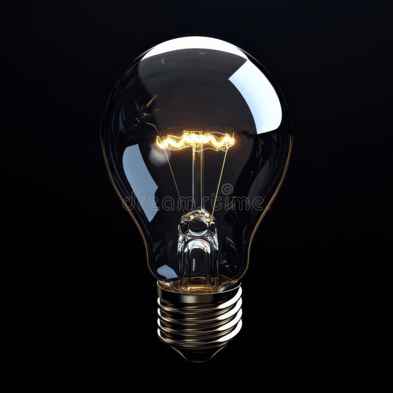 Light Bulb Glowing Softly in a Dark Setting Showcasing Its Intricate ...