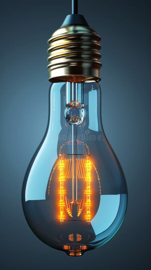 A Light Bulb with a Glowing Yellow Filament Inside of it, AI Stock ...