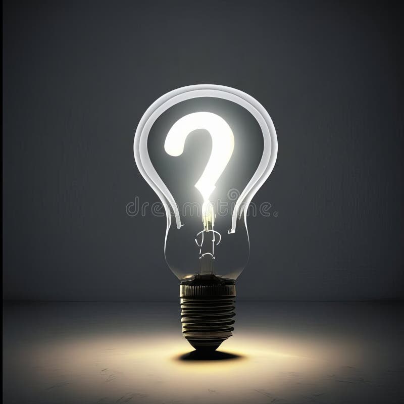 The Light Bulb Glows in the Form of a Question. Stock Illustration ...