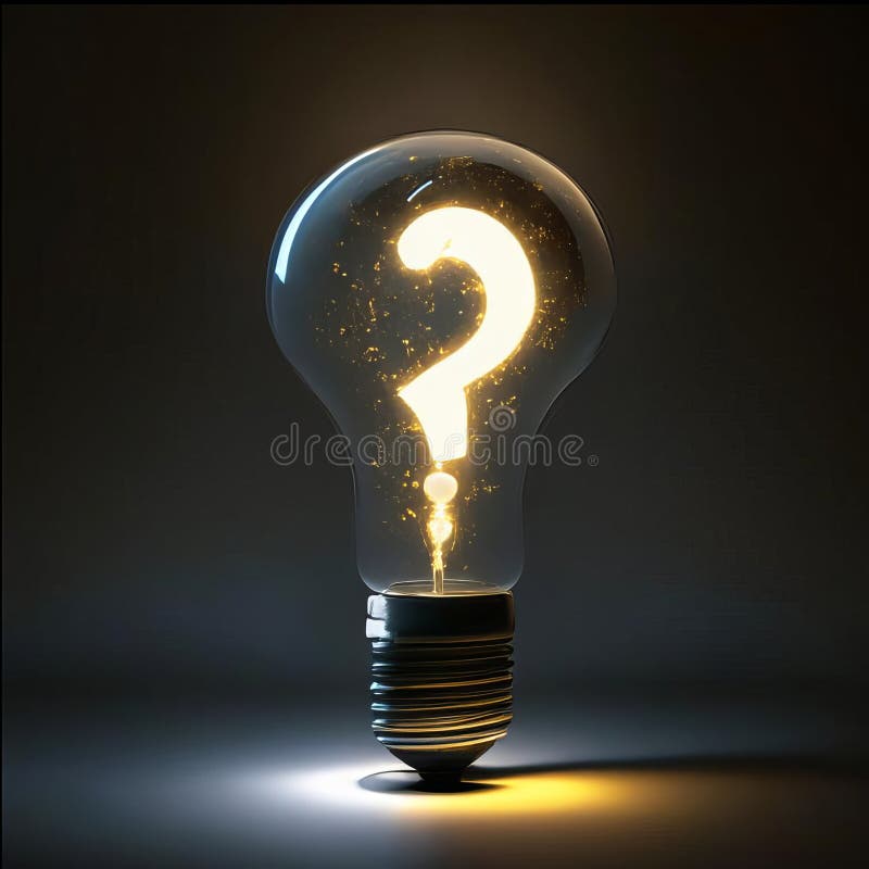 The Light Bulb Glows in the Form of a Question. Stock Illustration ...