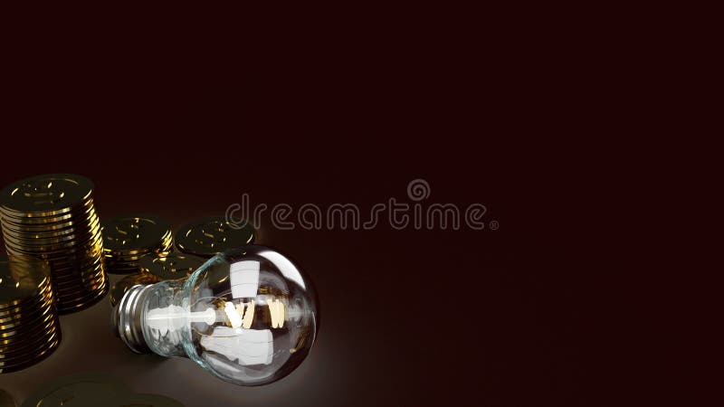 Light Bulb and Gold Coins in Dark 3d Rendering for Business Content ...