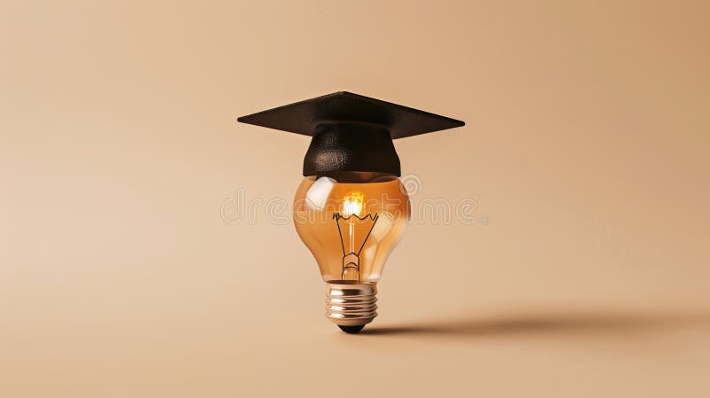 Graduation Cap Beige Background Symbol Achievement Education Stock ...