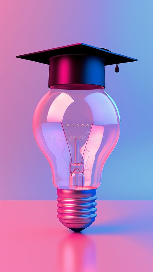 Light Bulb with Graduation Cap, Creative Education Concept Stock Image ...