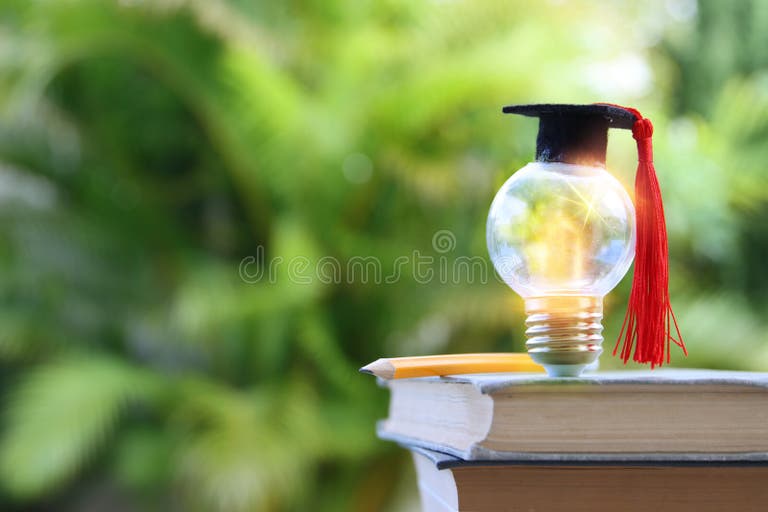Light Bulb and Graduation Cap. Idea of Education, Technology Stock ...