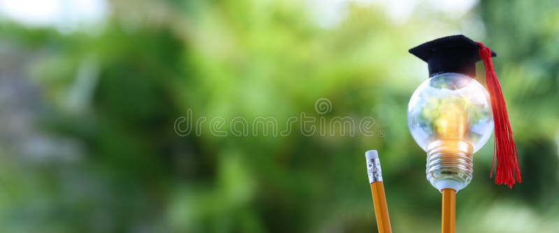 Light Bulb and Graduation Cap. Idea of Education, Technology Stock ...