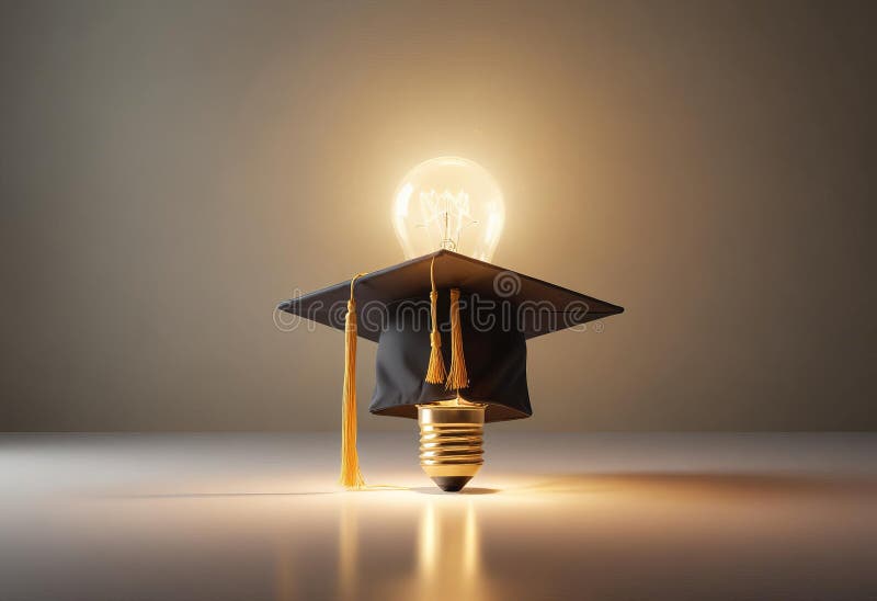 Light Bulb and Graduation Cap. Idea of Education, Technology Stock ...