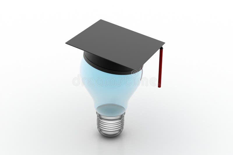 Graduation Idea Cap Light Bulb Stock Illustration - Illustration of ...