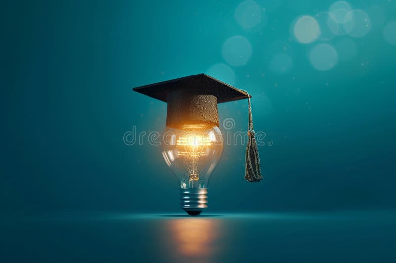 Light Bulb in Graduation Hat. Creative Idea Inspiration Stock Photo ...