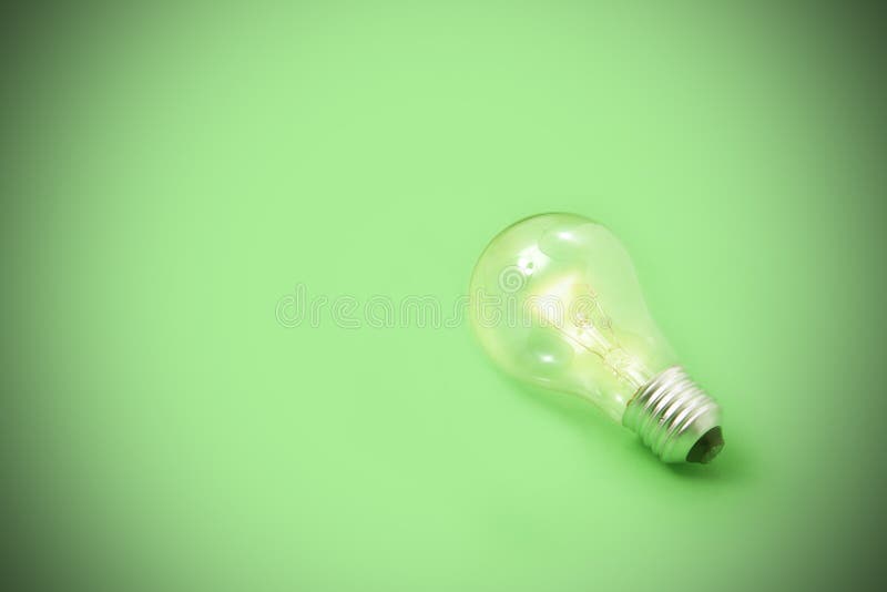 Light Bulb on Green Background Stock Photo - Image of intell, green ...