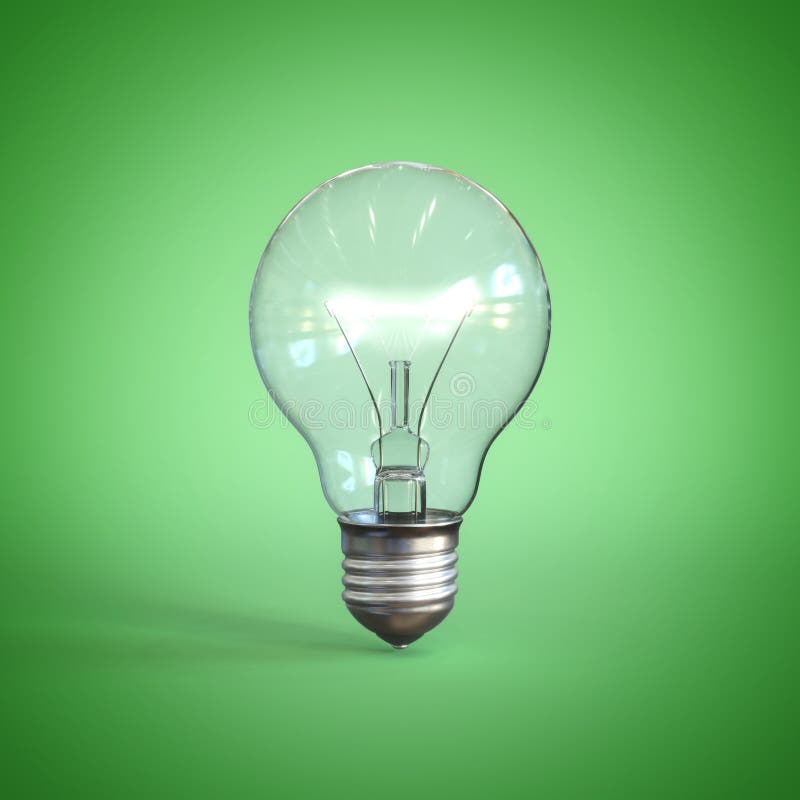Light Bulb on Green Background 3d Rendering Stock Illustration ...