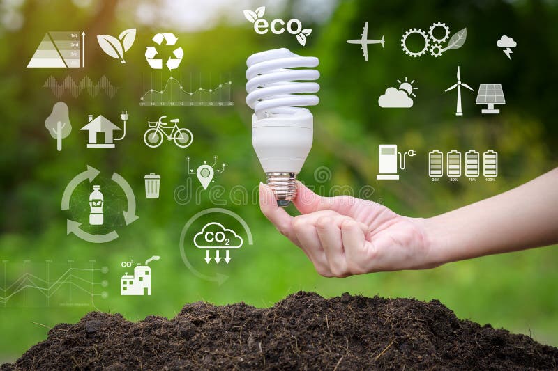Light Bulb on Green Background , Ecological Technology , Save Earth ...
