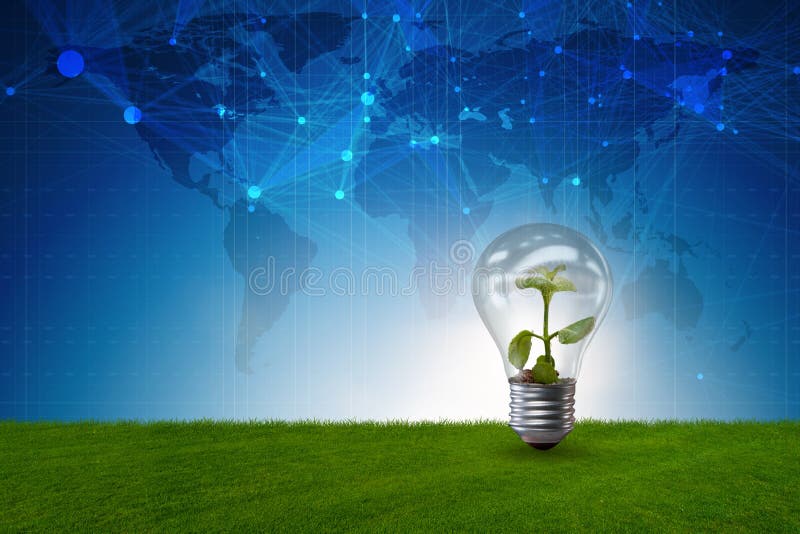 The Light Bulb in Green Environment Concept - 3d Rendering Stock ...