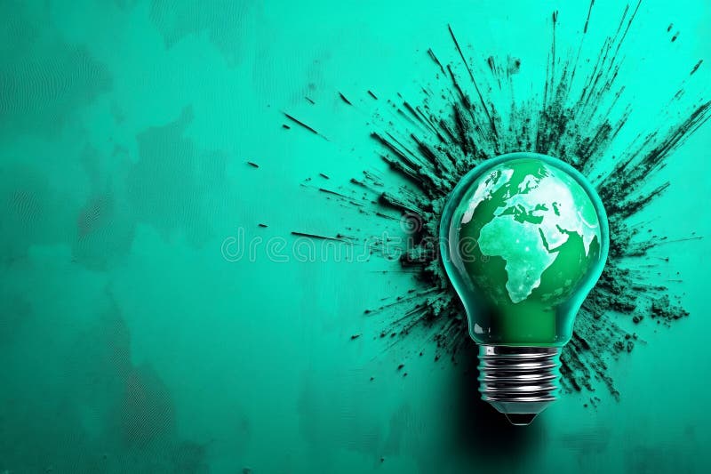 A Light Bulb with a Green Globe Inside of it Stock Photo - Image of ...