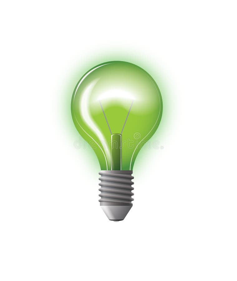 Green Light Bulb stock vector. Illustration of single - 29637954