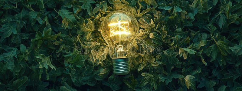 Light Bulb and Green Leaves. Selective Focus Stock Photo - Image of ...