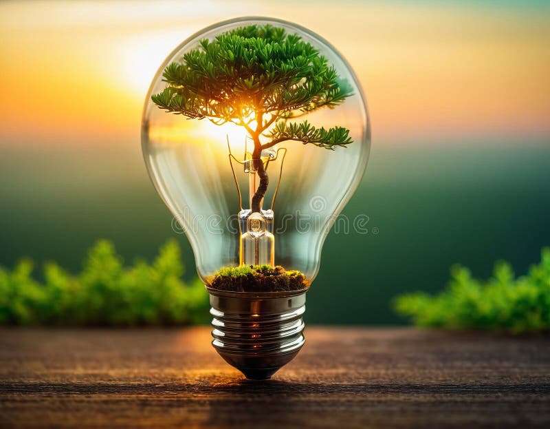 Light Bulb with a Green Sprout Inside. Green Energy Concept Stock ...