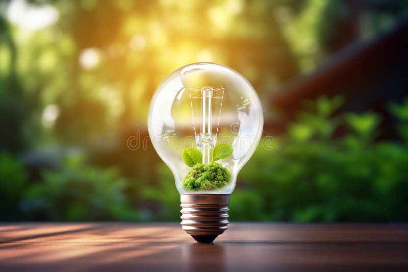 Light Bulb with Greenery Inside Representing Energy Saving Efficiency ...