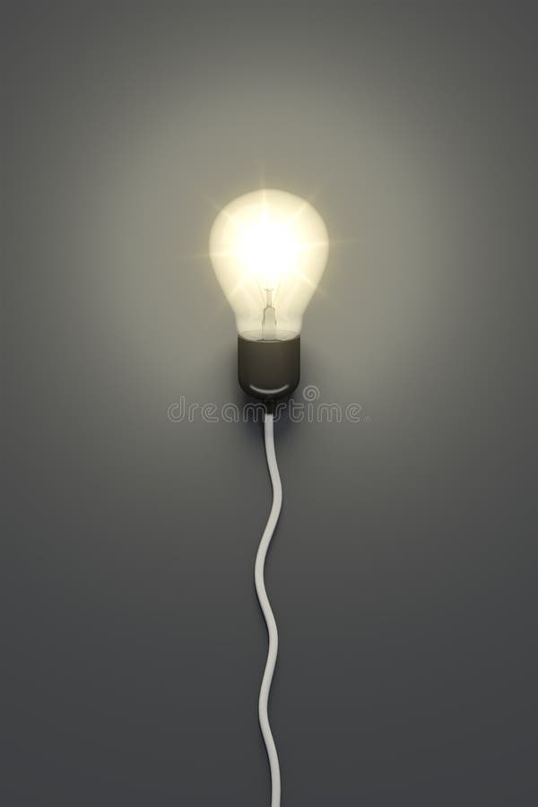 Light Bulb on a Grey Background Stock Illustration - Illustration of ...