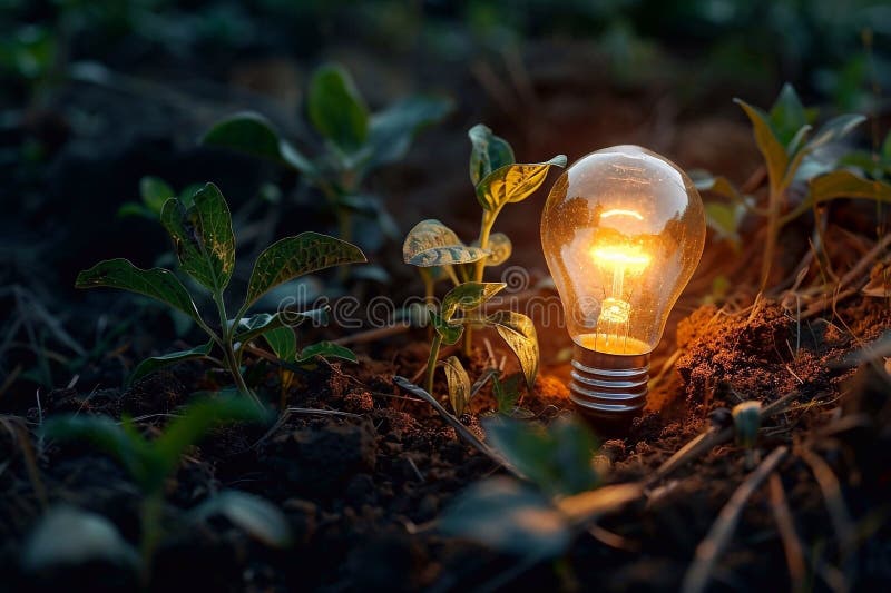 Light Bulb on the Ground with Nature Background. Stock Illustration ...