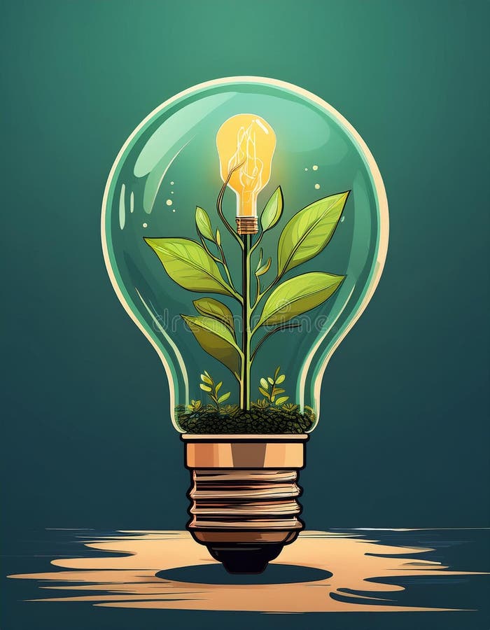 Light Bulb with Grow Up Plant Inside, Idea and Growth Concept ...